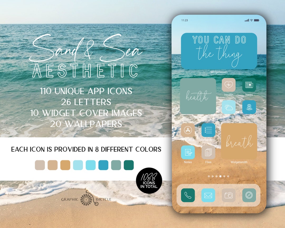 Sand and Sea Aesthetic Summer App Icons Ocean Summer Theme Icons Beach ...