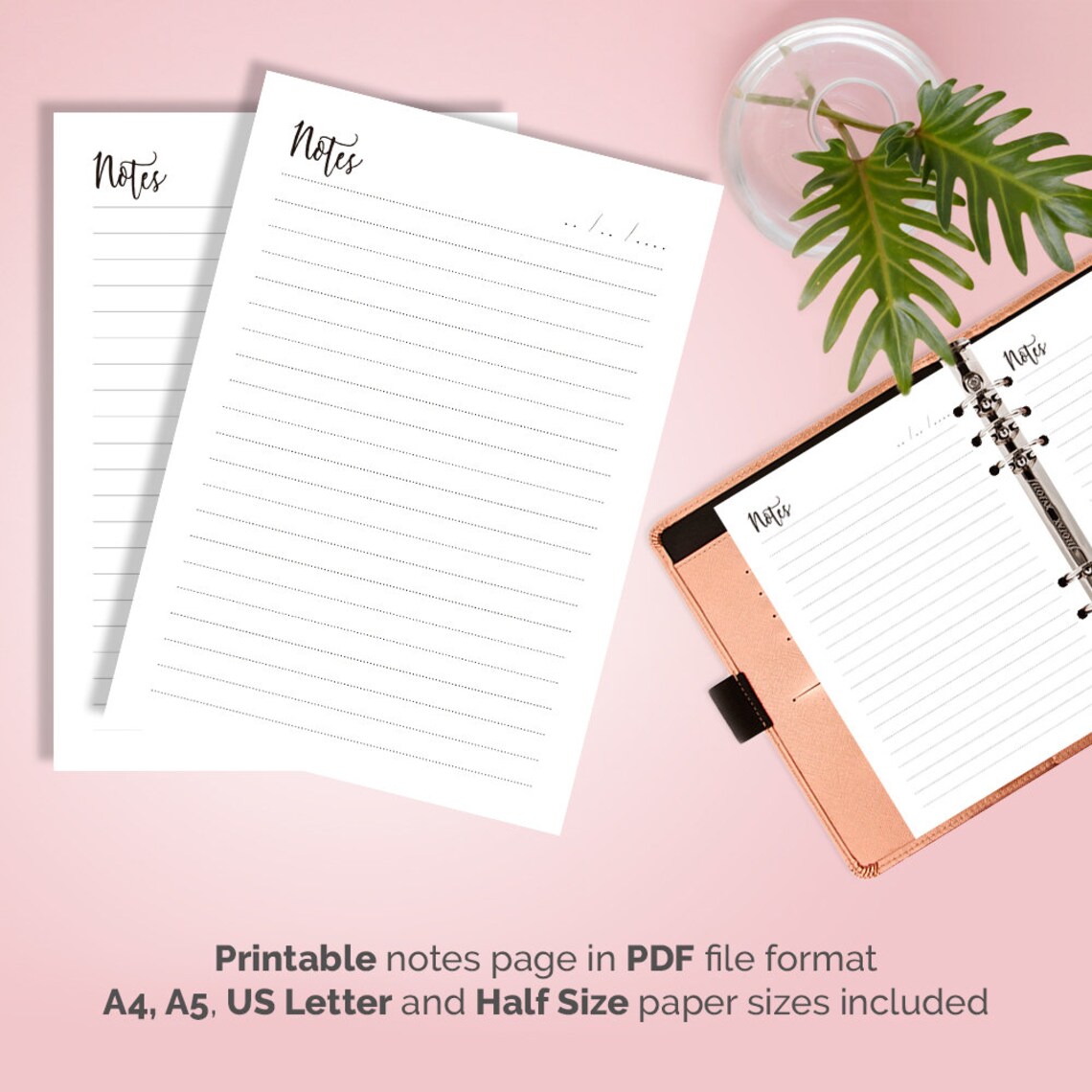 Notes PRINTABLE Planner Inserts, Printable Notes Pages A5, A4, Us ...