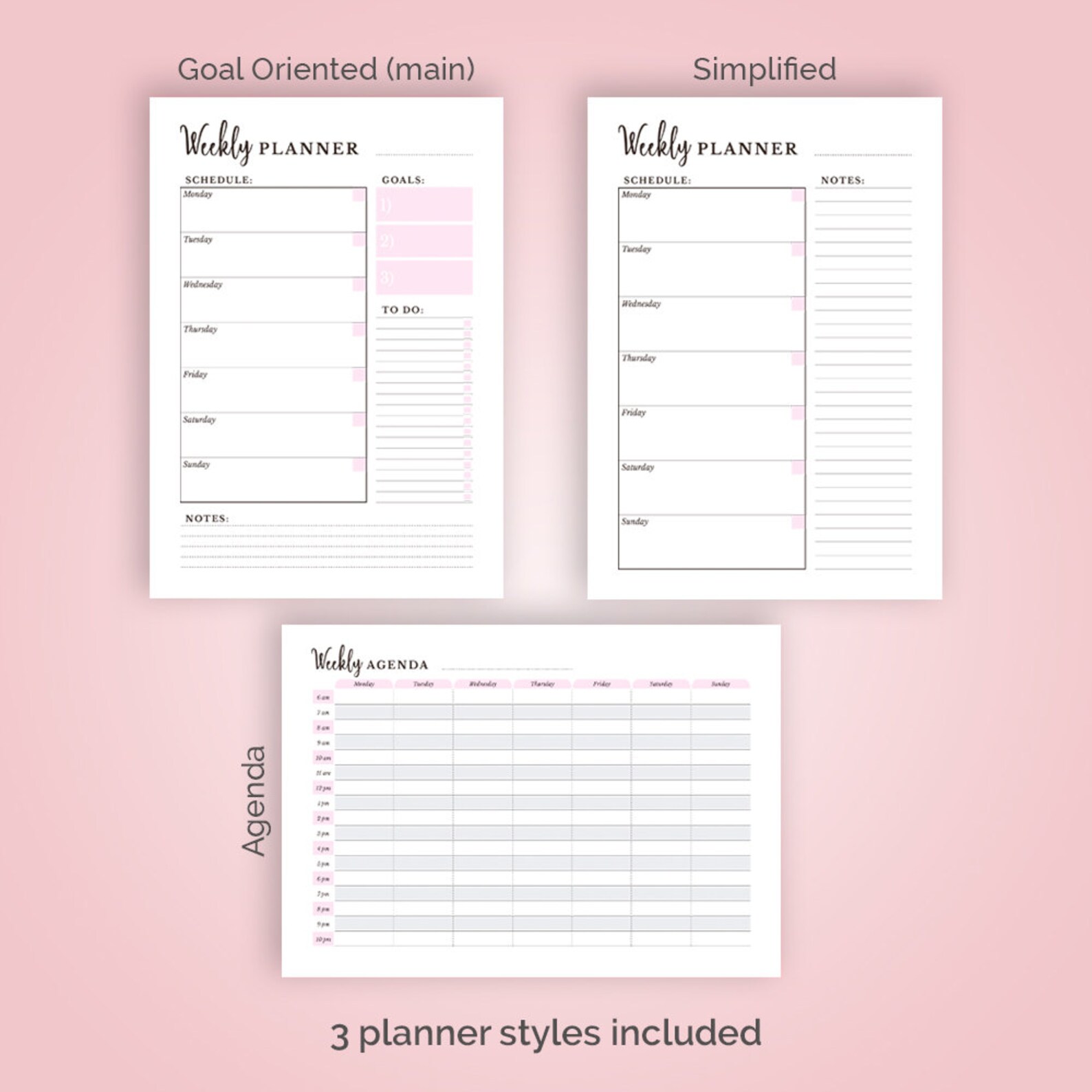 Weekly Planner Printable Weekly Planner Inserts, Weekly Schedule ...