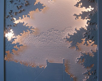 Snowy village whiteboard three-dimensional backlit | Etsy