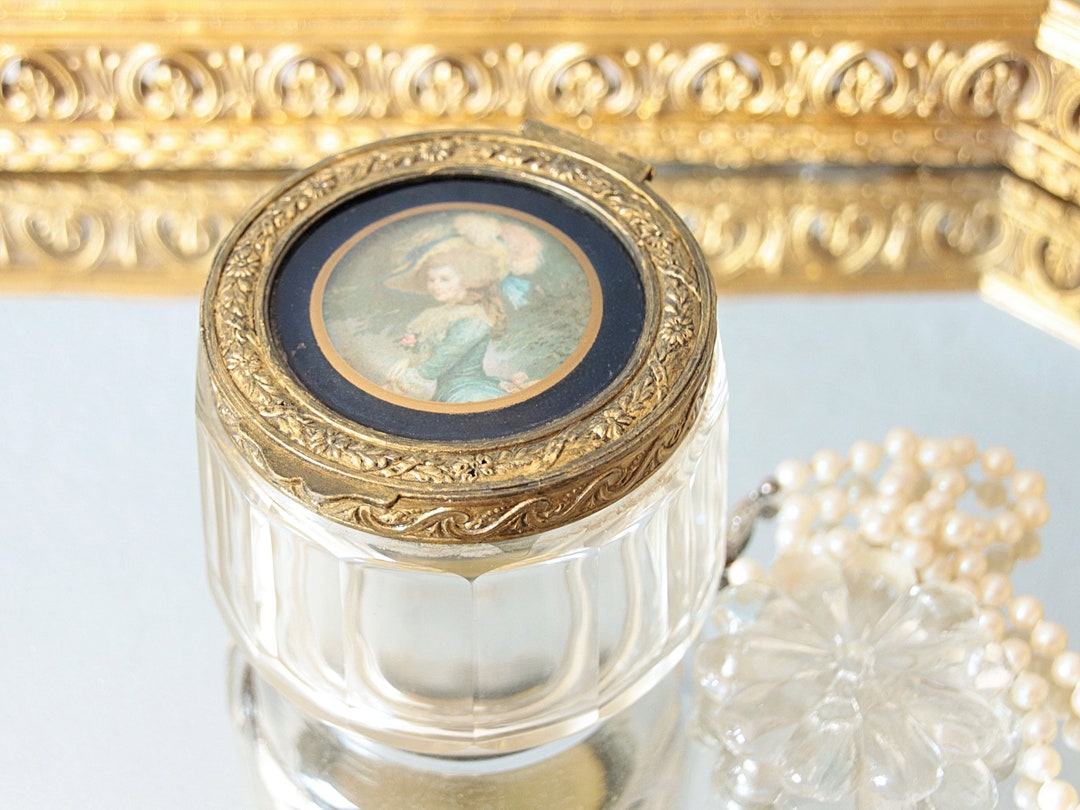 Beautiful Antique Glass Vanity Box With Ormolu Hinged Lid, Woman's ...
