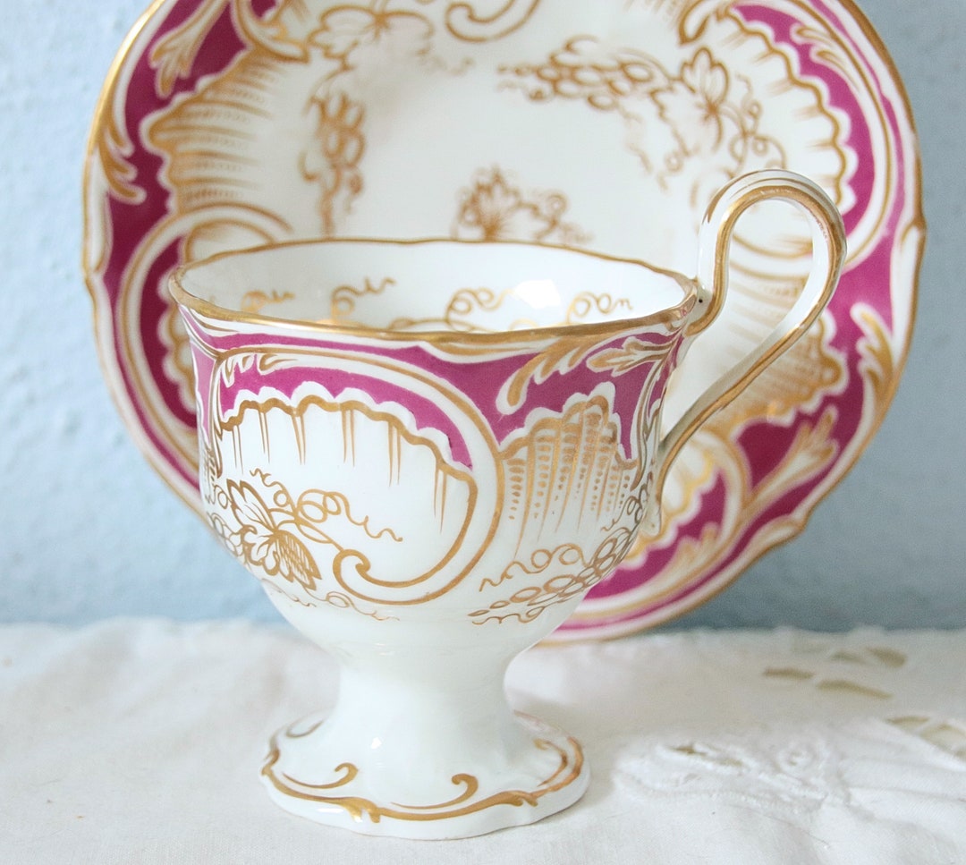 Rare Antique Chocolate Cup and Saucer by Thomas Grainger, Hand Painted ...