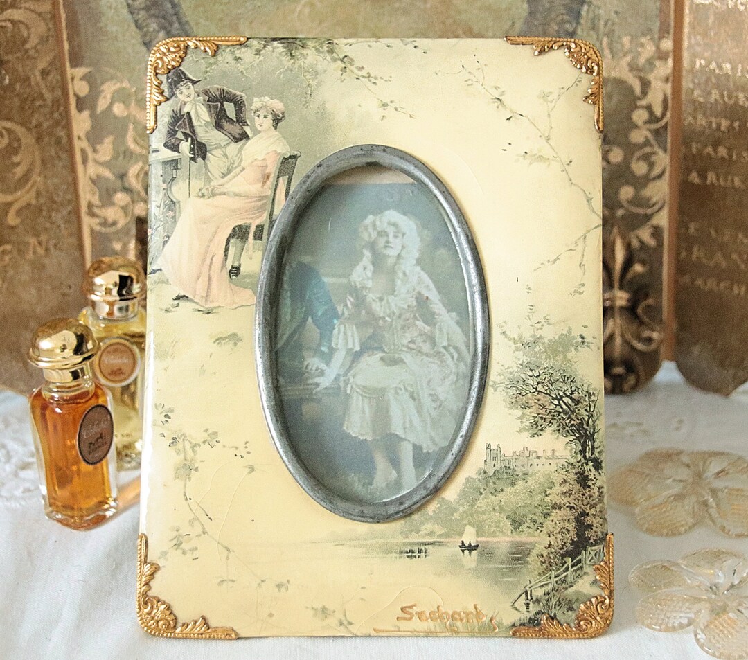 Rare Antique Celluloid Photo Frame With Metal Inside Rim by Suchard, Small Hidden Box at the ...