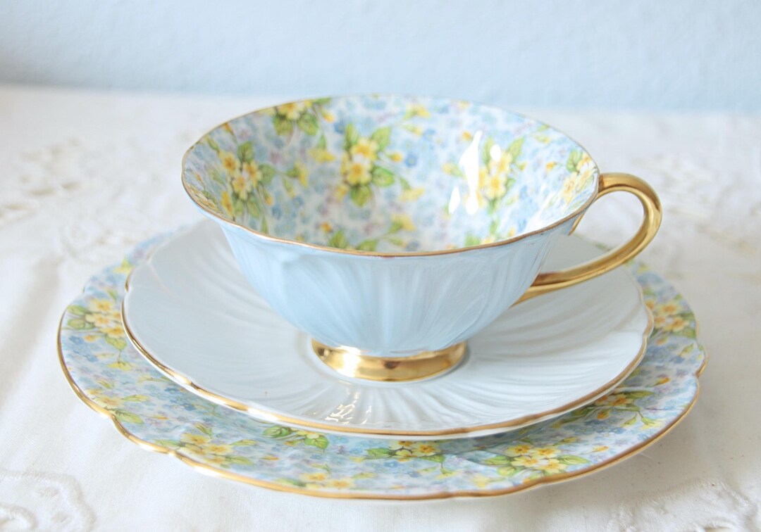 Hard to Find Vintage Shelley 'primrose' Chintz Oleander Tea Trio, Yellow Flower Decor ...