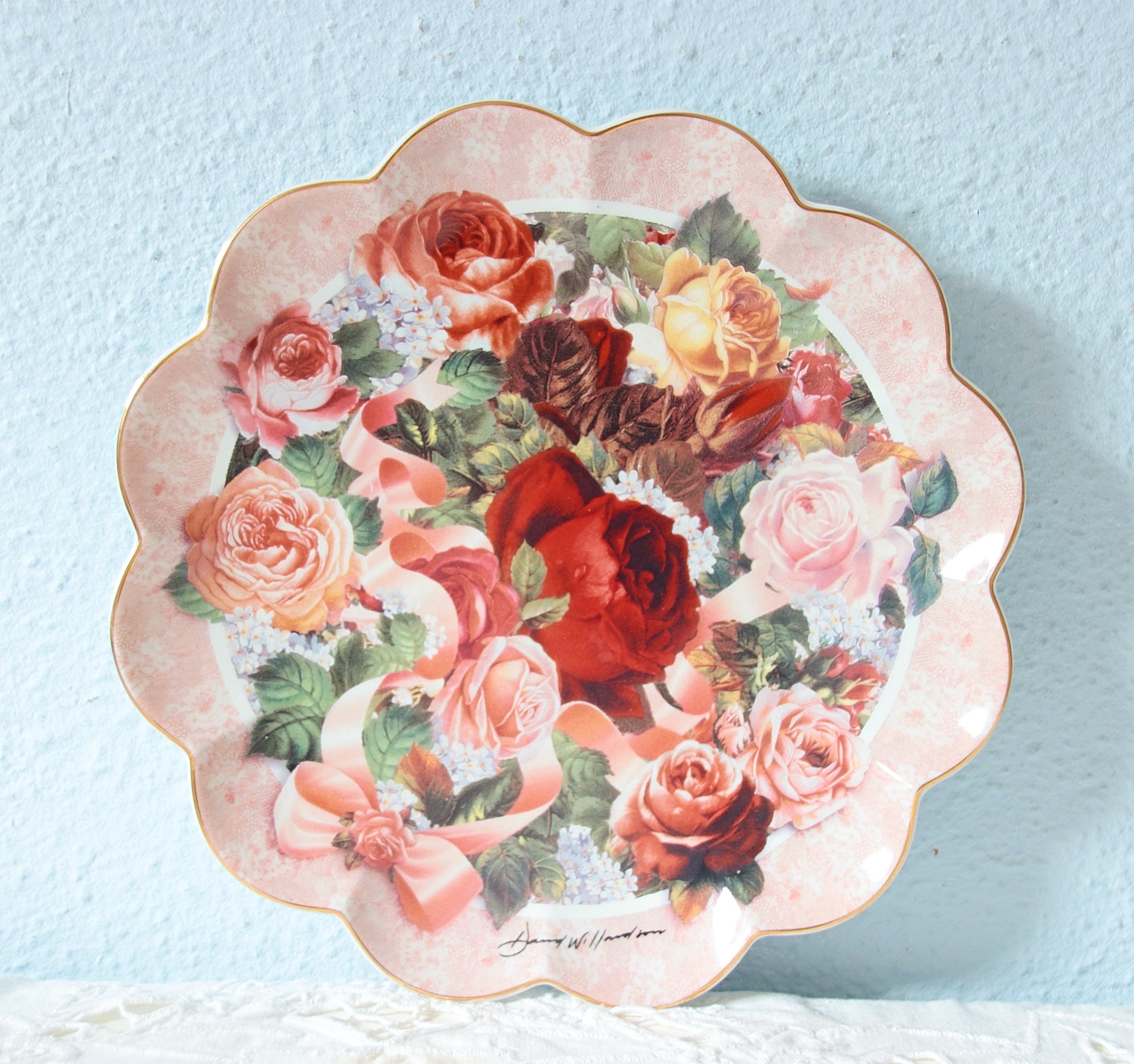 Victorian Rose Bouquet Plate at Sarah Fox blog
