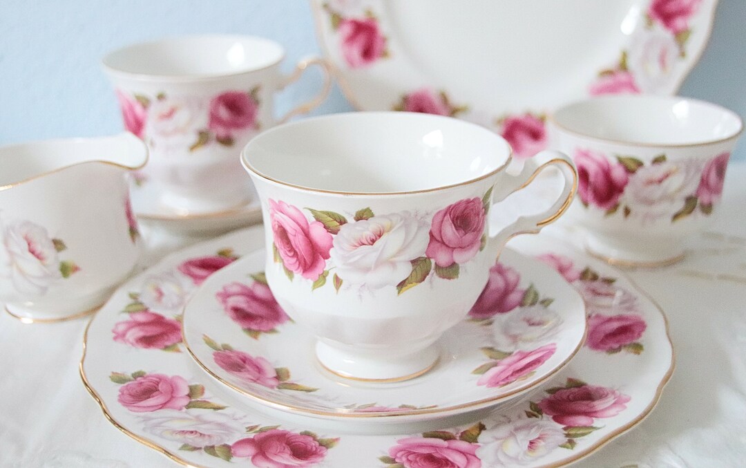 Vintage Queen Anne 'princess Roses' Tete-a-tete Breakfast Set With ...