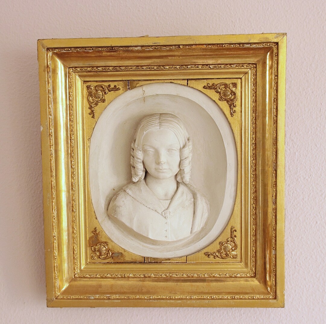 Rare Antique Framed 3D Woman's Portrait, Relief Wall Decor in Real Gold ...