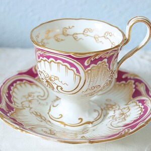 Rare Antique Chocolate Cup and Saucer by Thomas Grainger, Hand Painted ...