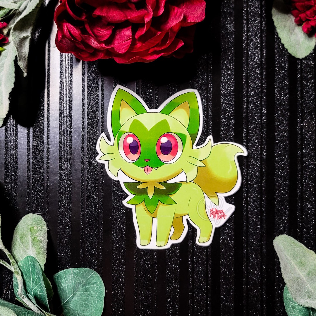 Sprigatito Pokemon Sticker, Pokemon Go, Chibi Sprigatito Premium Glossy ...