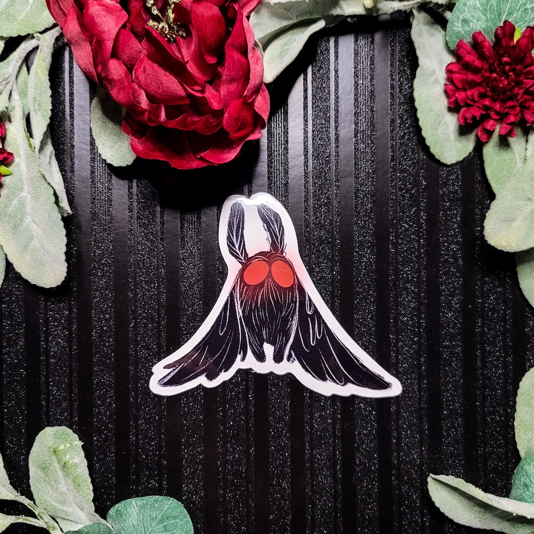 Sad Little Mothman Sticker, Red Eyed Mothman Premium Glossy or Matte ...