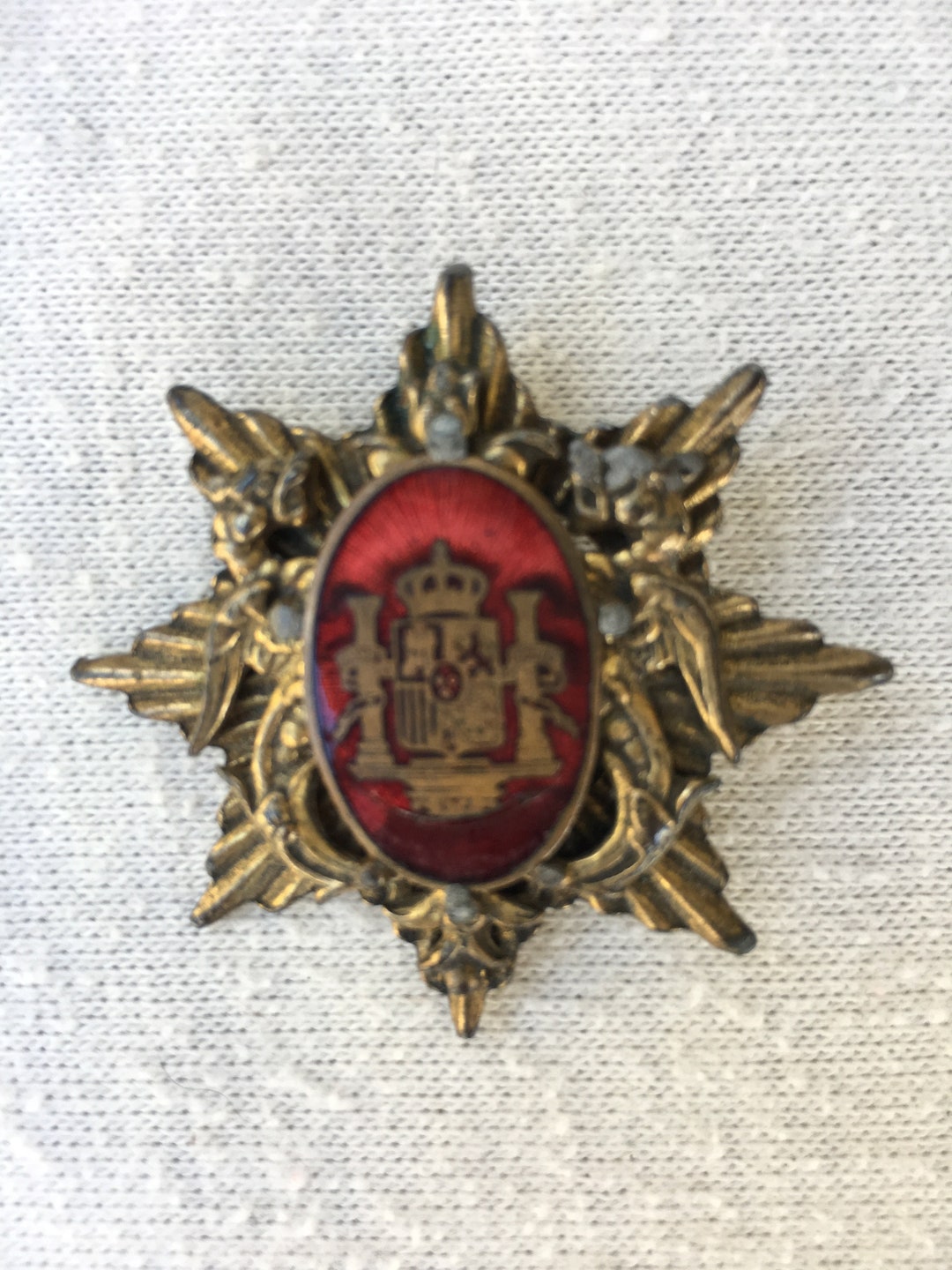 Antique Imperial Russian Crest Red Enamel Bronzed Brooch Pin - Etsy