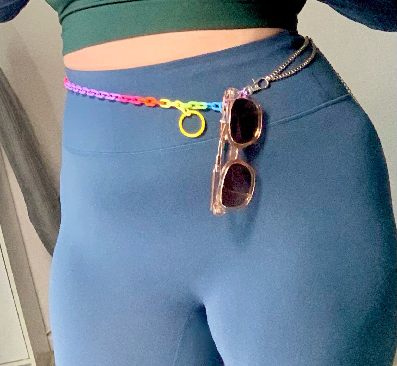 Rainbow Mini Chain Link Belt - Handmade Accessories - Rave Festival EDM ...