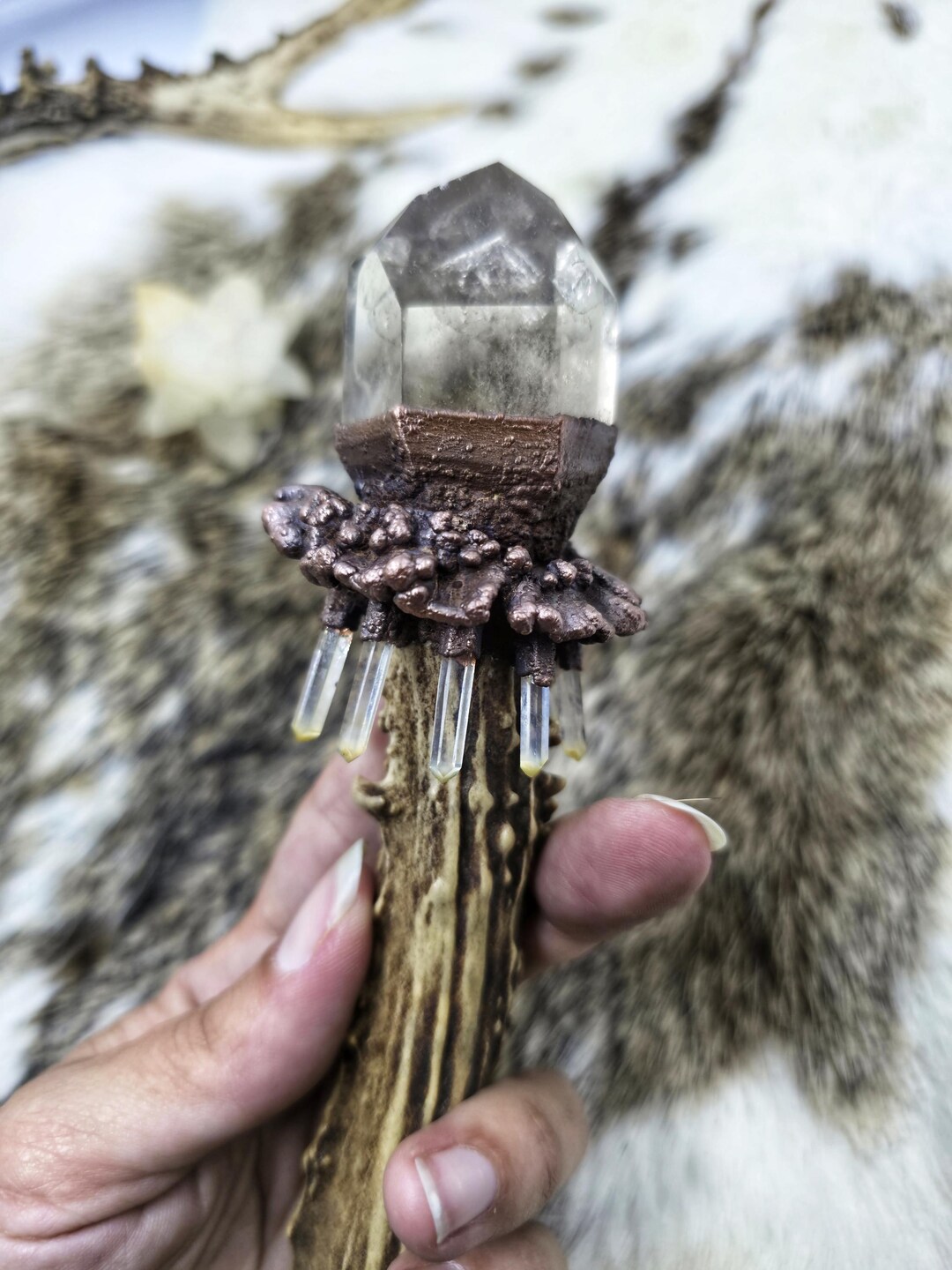 Pharyndra | Ritual Wand With Phantom Smoky Quartz and Mango Quartz ...
