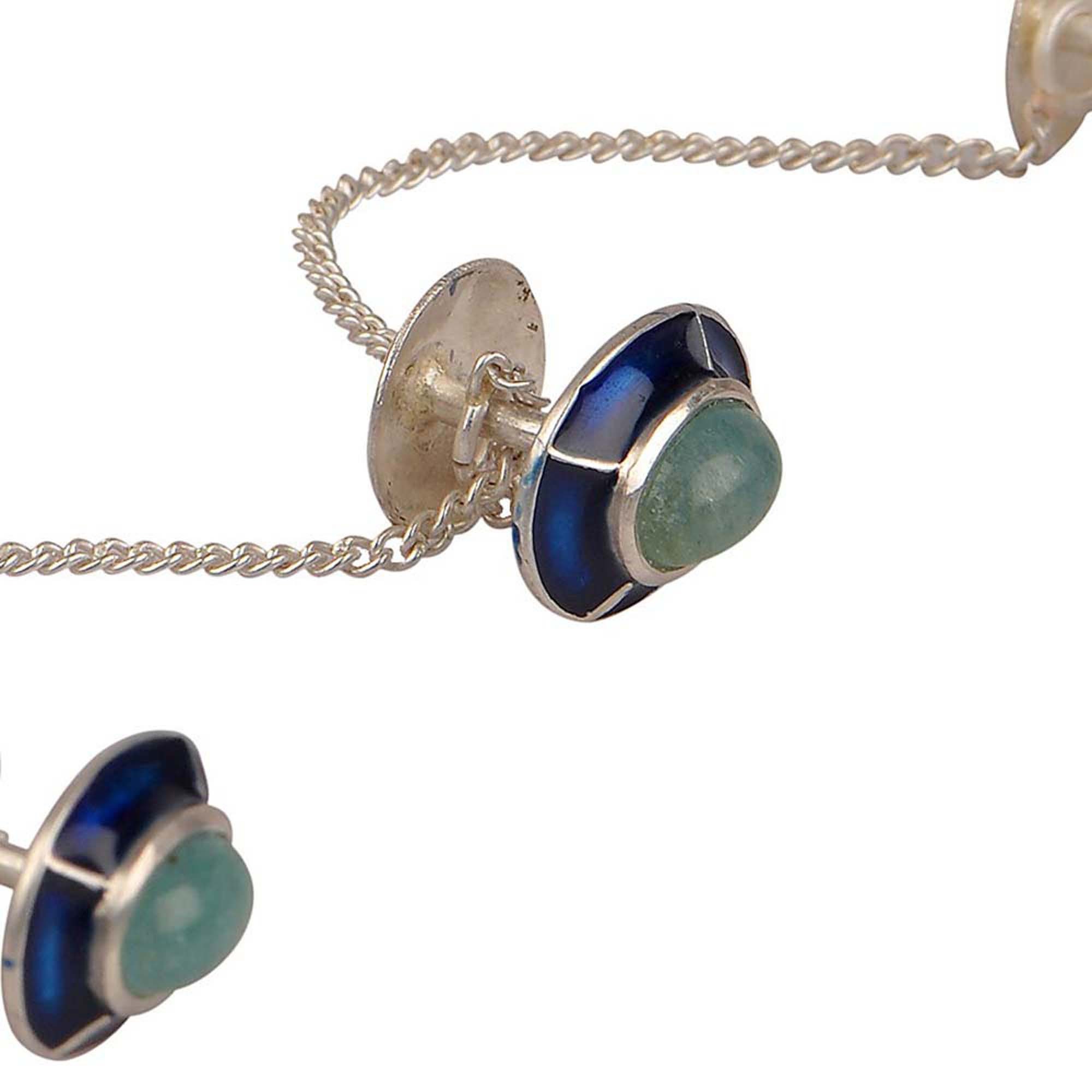 Aventurine Blue Enamel Kurta Button, Solid Silver Buttons Set, Kurta ...