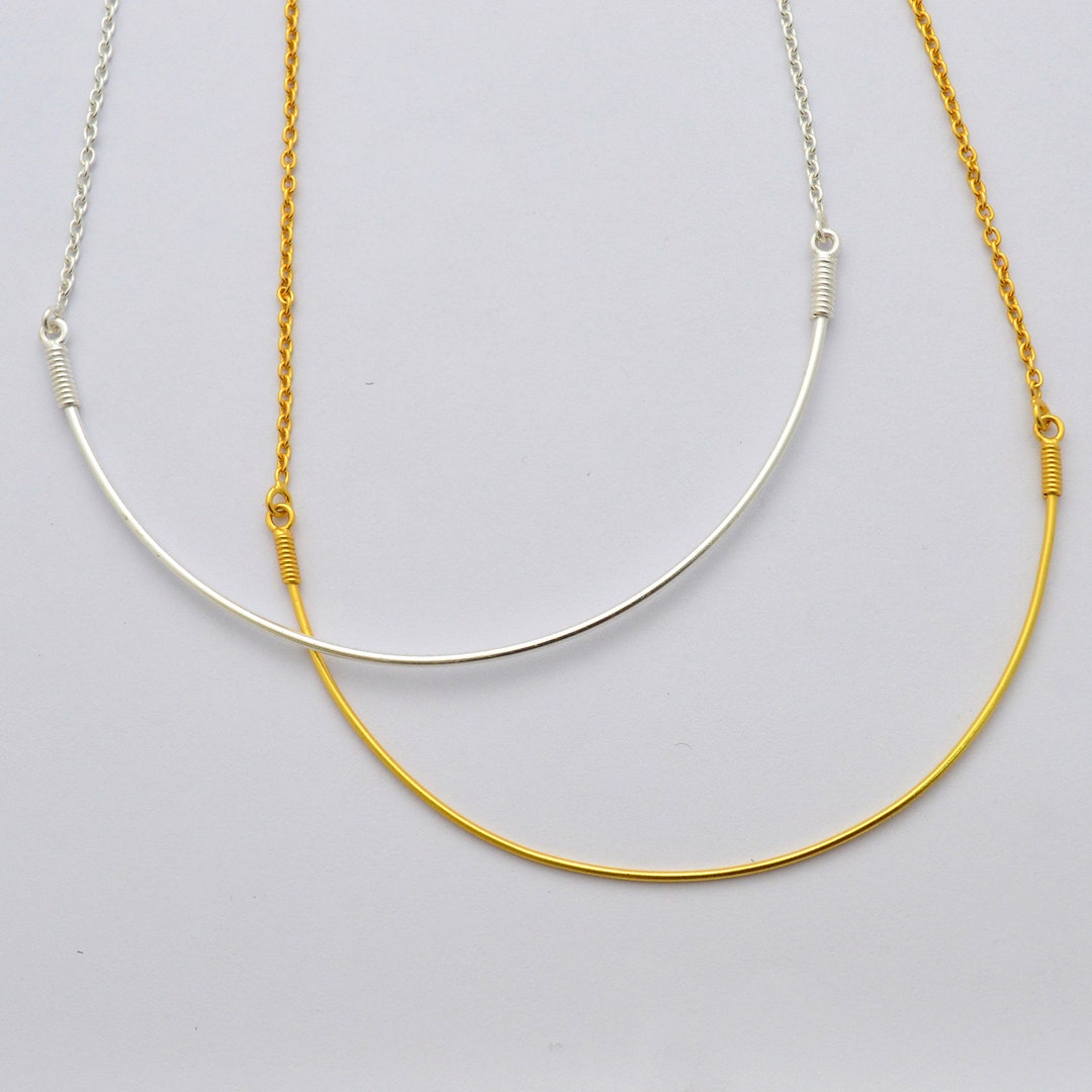 Sterling Silver Wire Hoop Choker Necklace: Handmade Adjustable Necklace ...