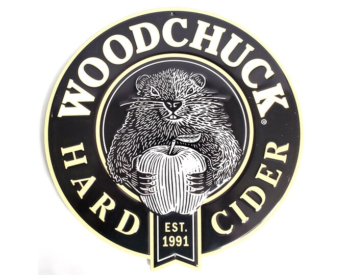 Woodchuck Hard Cider Metal Tin Advertising Bar Sign 13 Inch Round ...