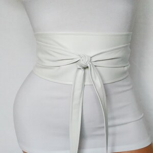 White Leather Obi Belt Women's Wrap Belt Wedding White Leather Bridal ...