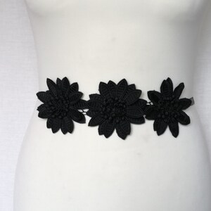 Lace Flower Belt Black Floral Stretch Belt Elastic Bridal Waist Cincher ...