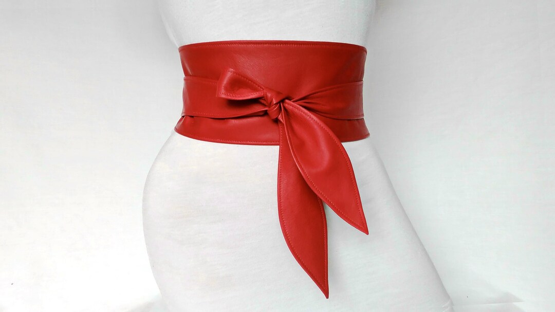 Red Obi Belt Leather Belt Oxblood Red Wedding Women's Belt - Etsy