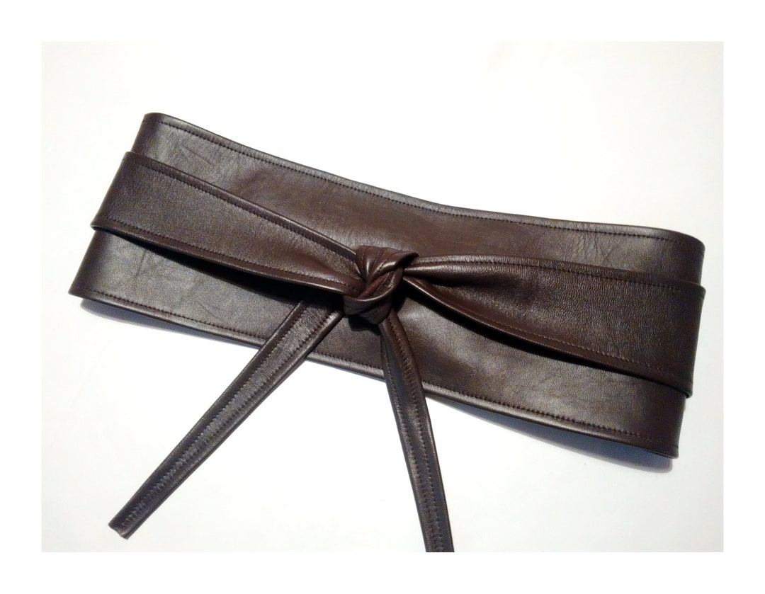 Women's Belt Brown Leather Obi Belt Coffee Wide Wrap Belt Waist Cincher ...
