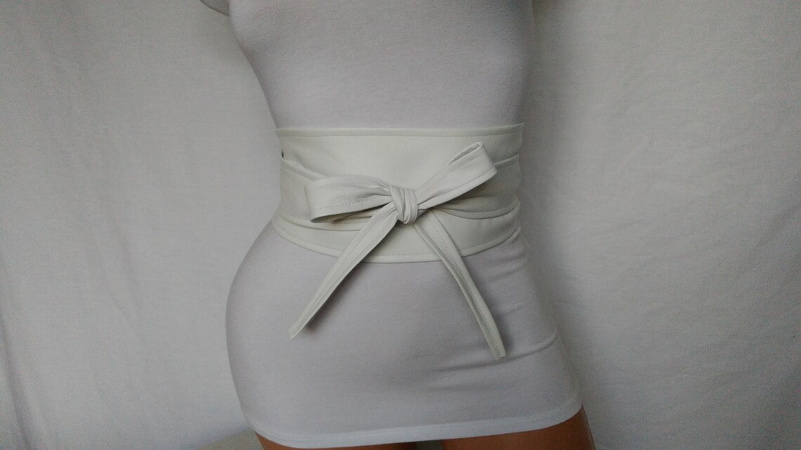 White Leather Obi Belt Women's Wrap Belt Wedding White - Etsy