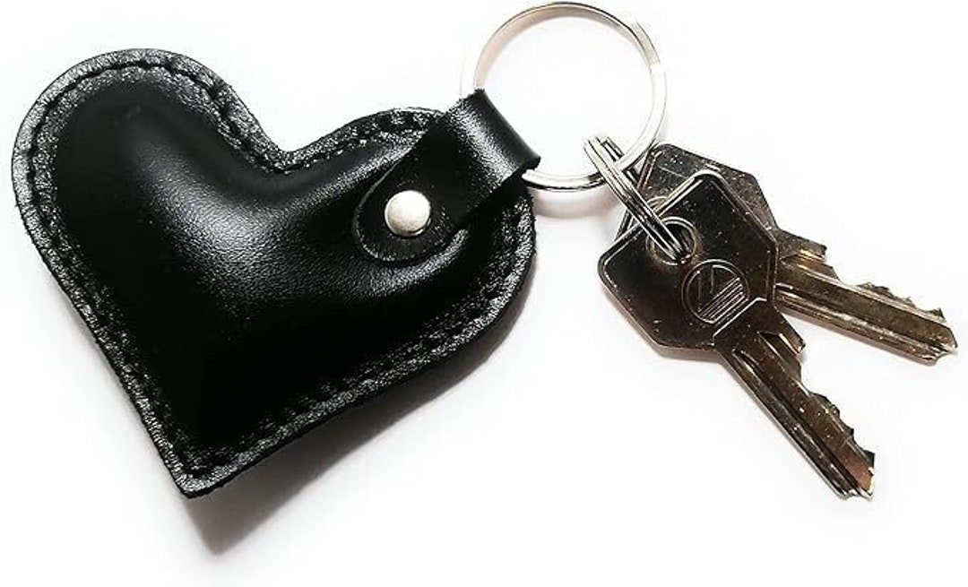 Leather Heart Key Chain Red Bag Charm Keychain - Etsy