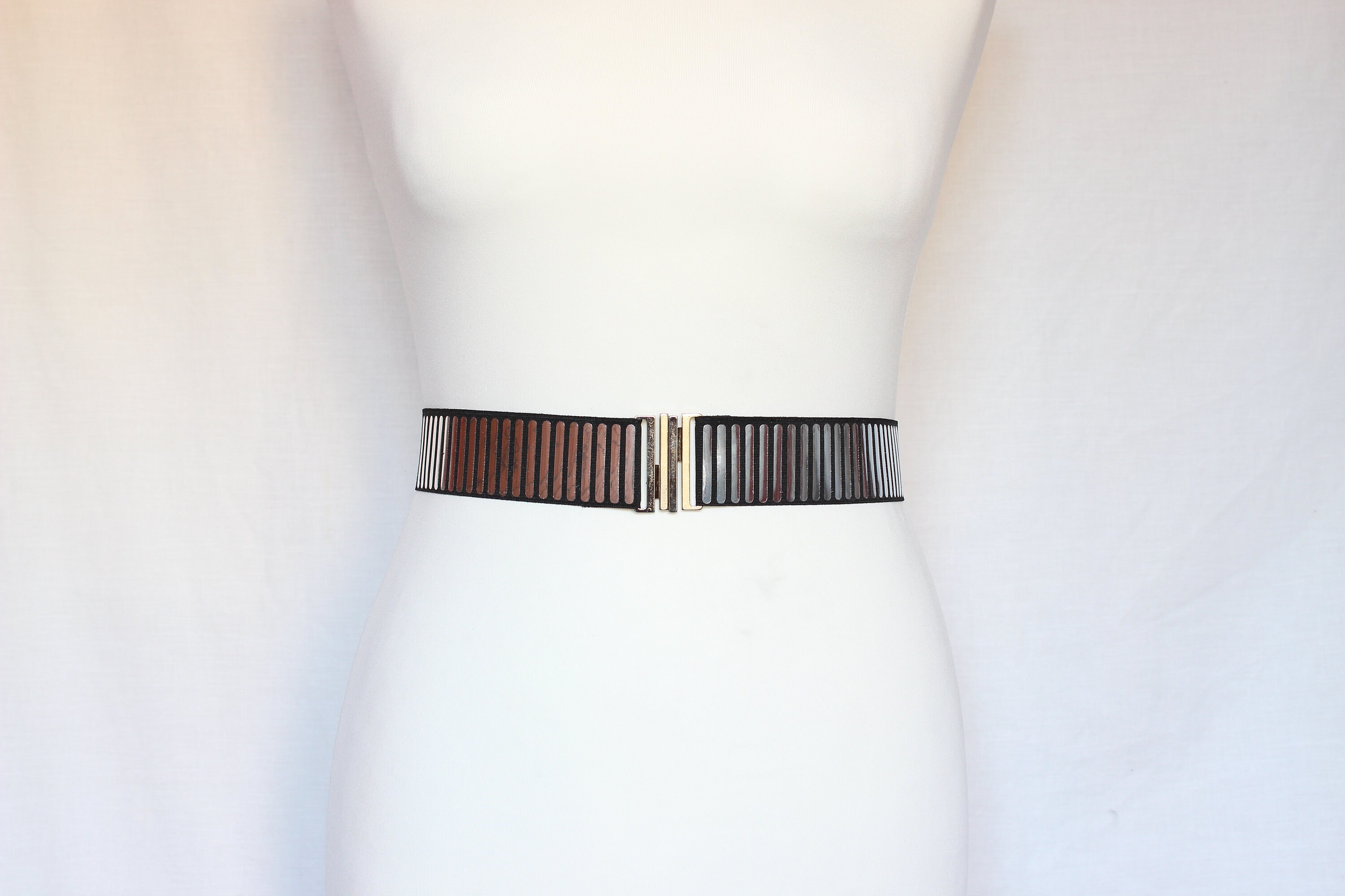 Glamorous Silver belt elastic belt women's Mirror Stretch | Etsy