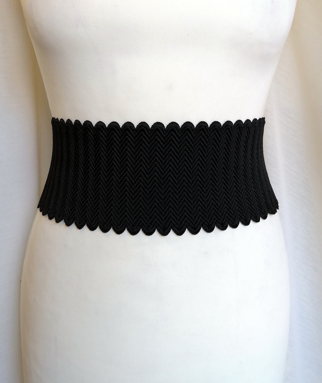 Women's Belt Wide Black Stretch Belt 4" / 10cm Glamorous Waist Cincher ...