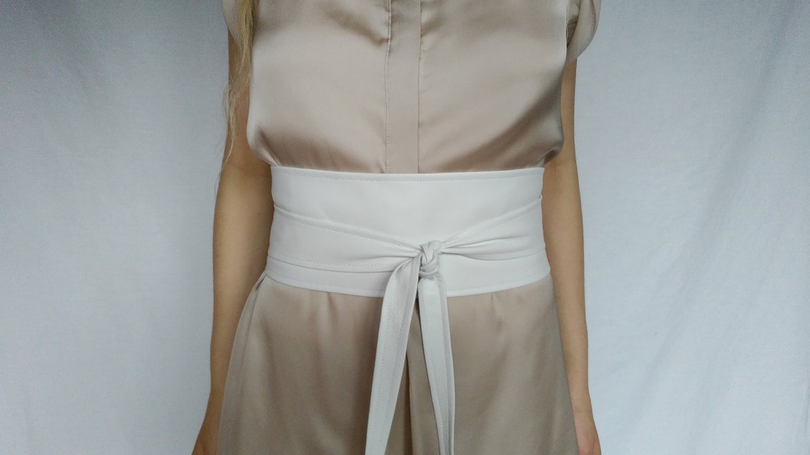 White Leather Obi Belt Women's Wrap Belt Wedding White - Etsy