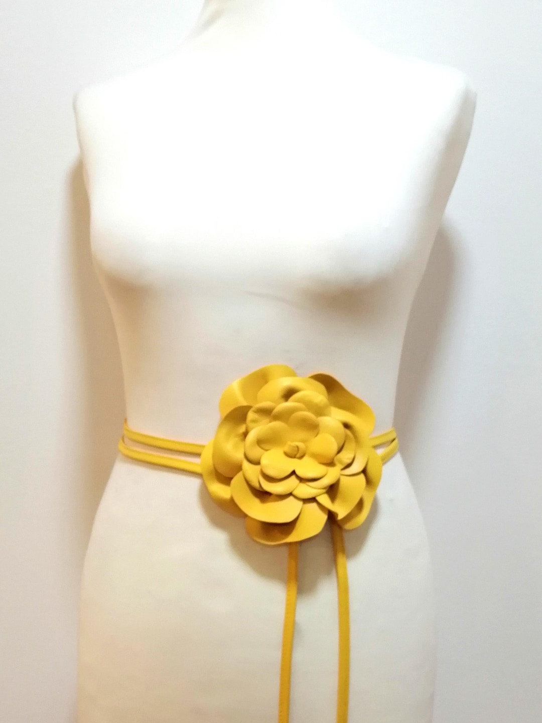 Women's Belt Leather Yellow Floral Belt Wedding Flower Waist Cincher ...
