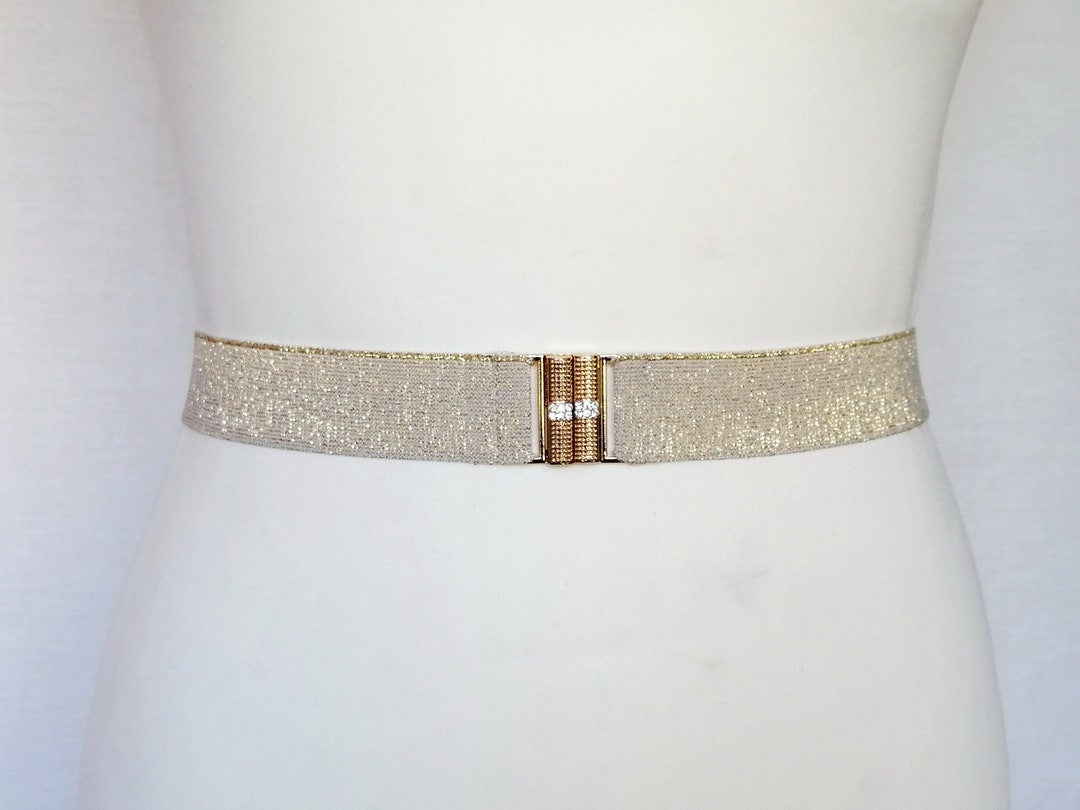 Women's Belt Gold Stretch Rhinestones Wide 1.2" Waist Cincher Wedding ...