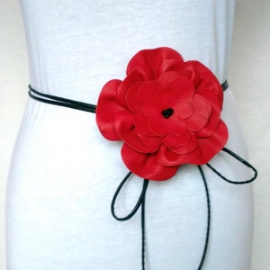 Women's Belt Dark Red Flower Belt Burgundy Floral Belt Bridal Dress ...