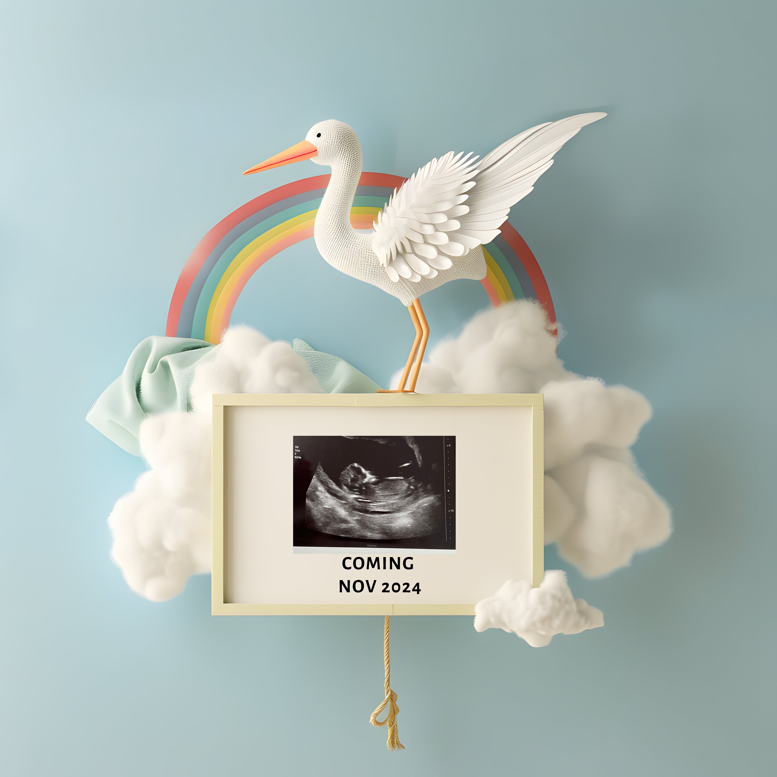 Stork Digital Pregnancy Announcement: Editable Social Media Template - Etsy