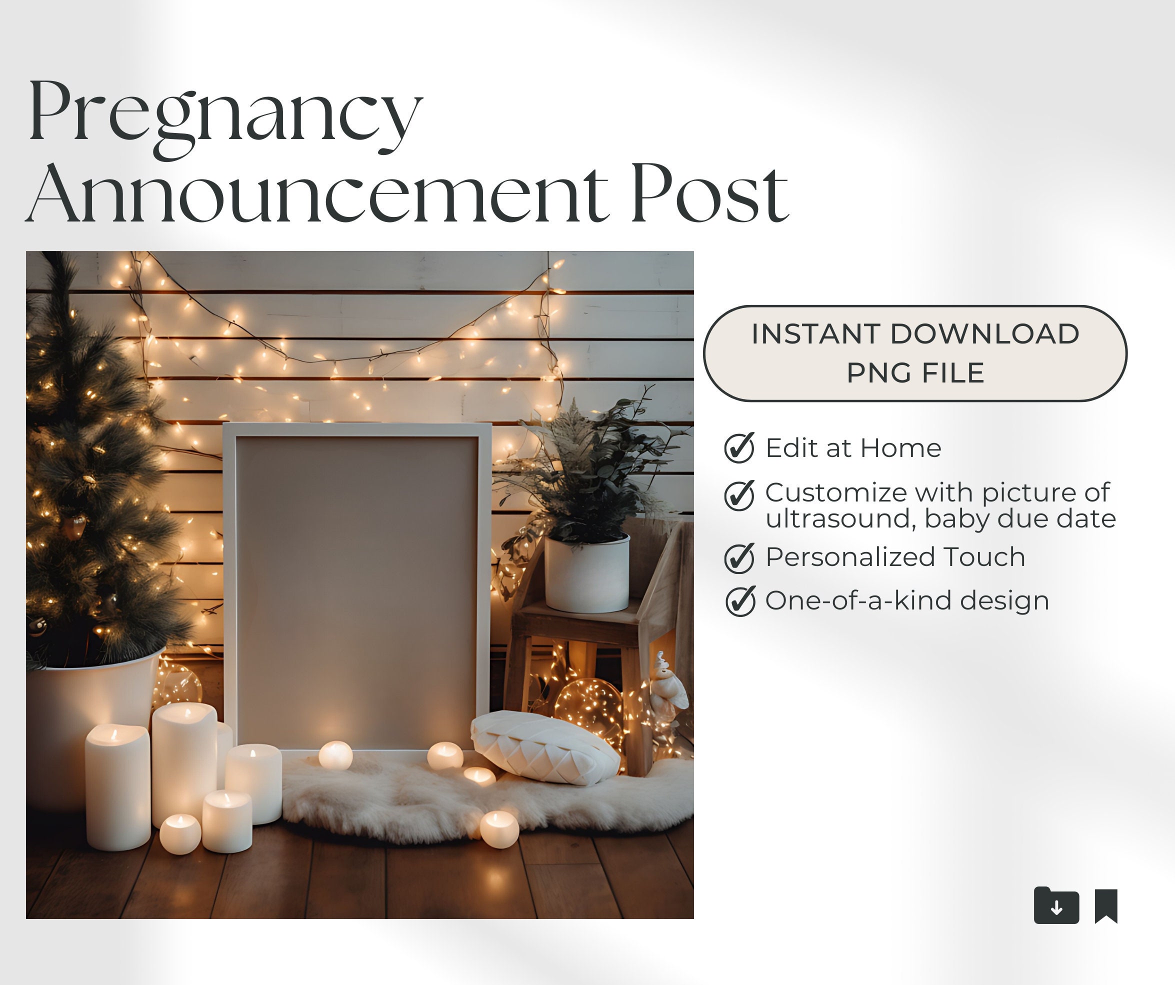 Neutral Christmas Pregnancy Announcement Social Media Reveal, Baby ...
