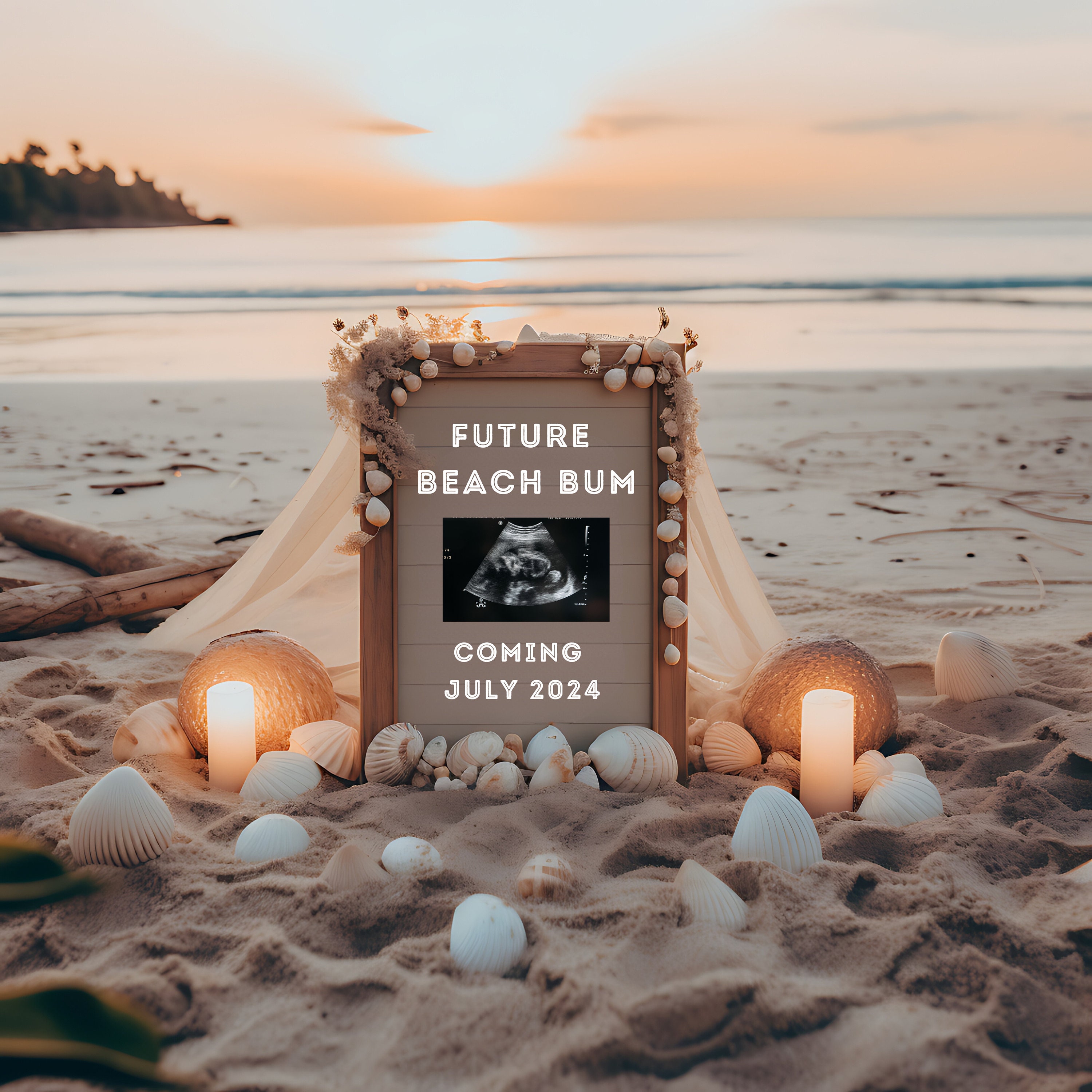 Baby Beach Bum Digital Pregnancy Announcement / Summer Baby ...