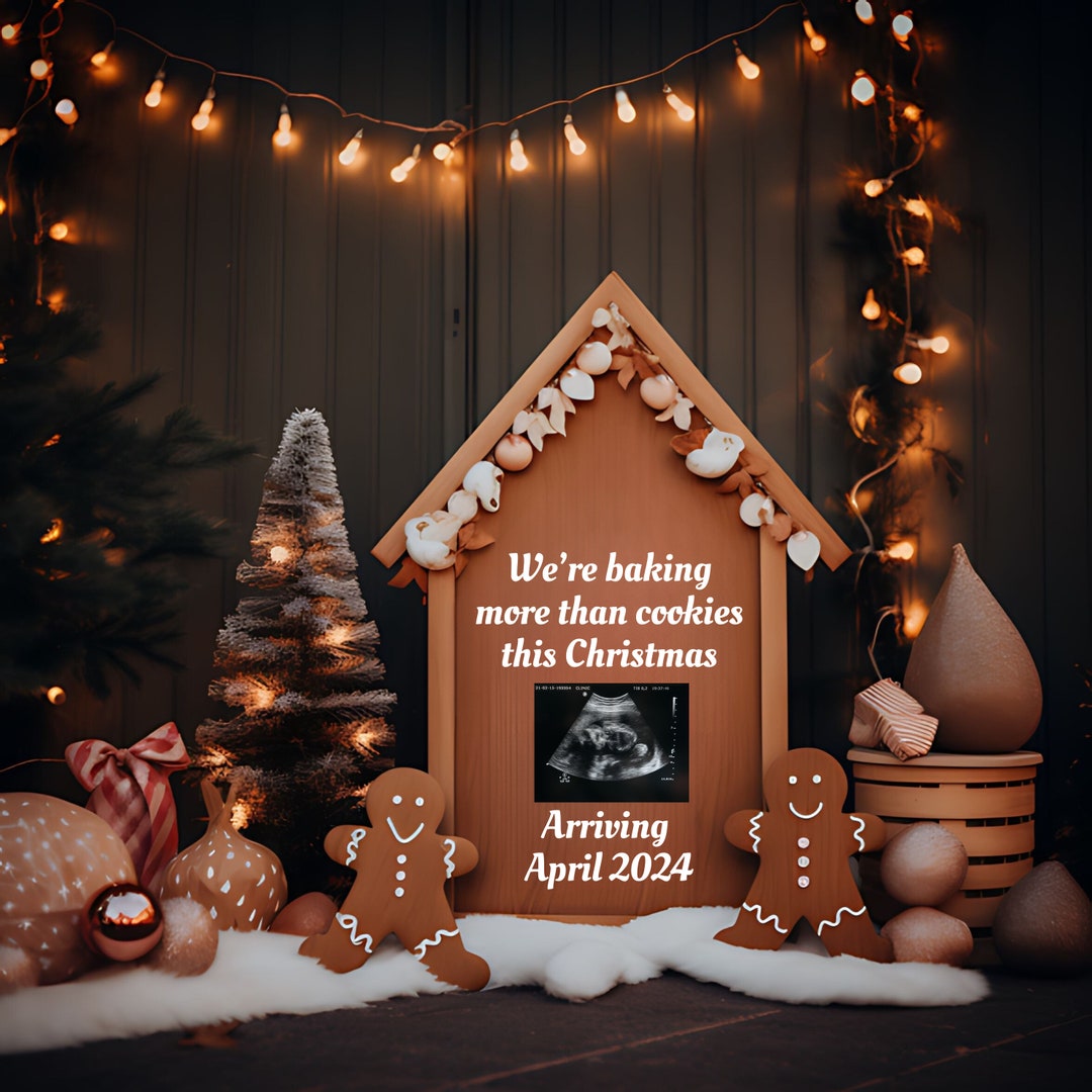 Christmas Pregnancy Announcement, Gingerbread Digital Announcement ...