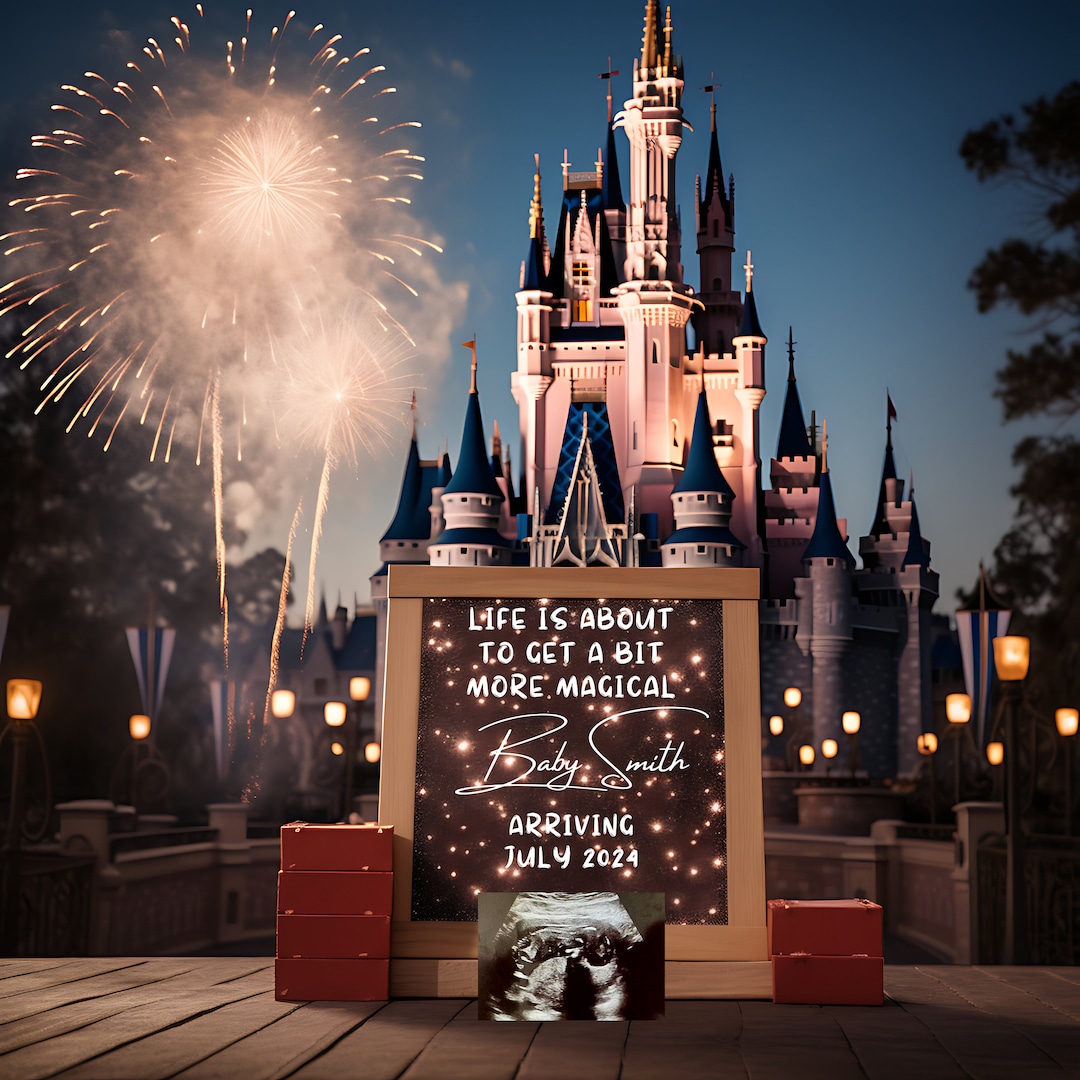 Fireworks Cinderella Castle Pregnancy Announcement / Digital Baby ...