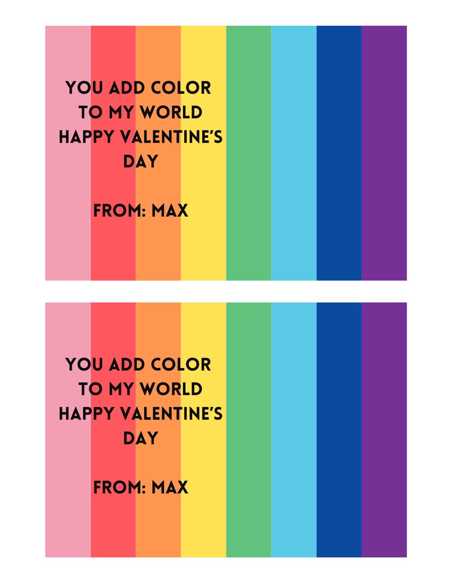 Printable Rainbow Magical Unicorn Valentine Day Card for Kids School ...