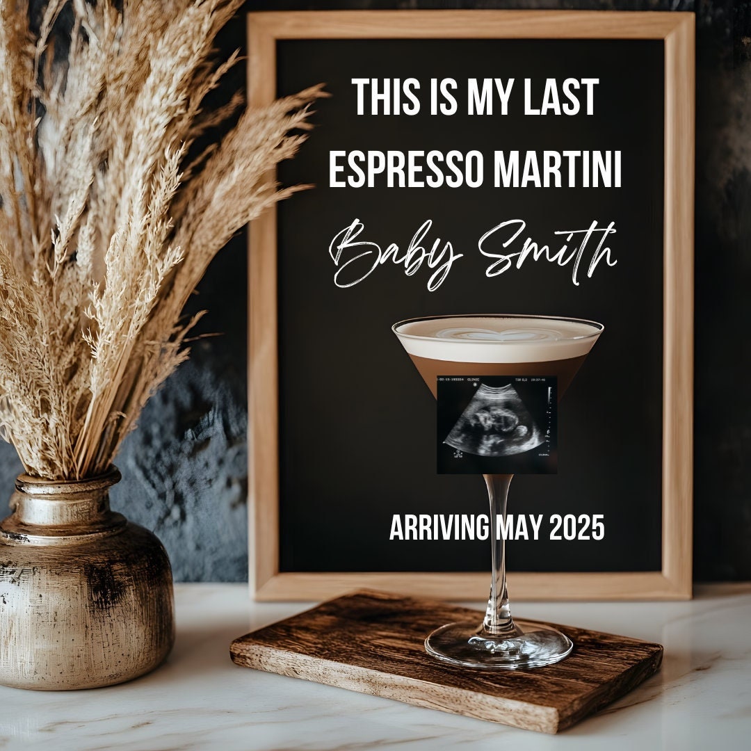 Espresso Martini Baby Announcement / Coffee Gender Reveal / Espresso ...