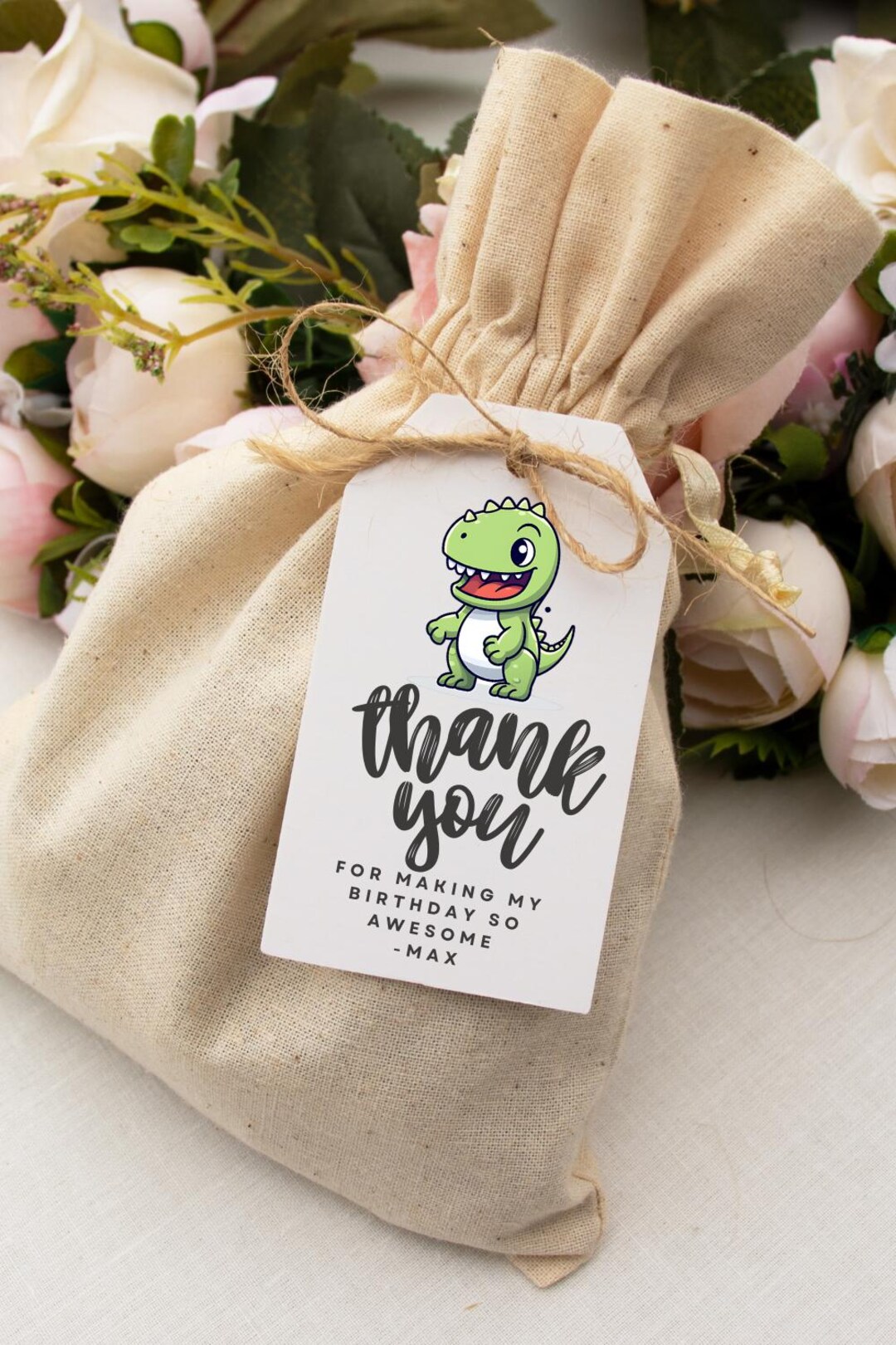Printable Dinosaur Birthday Thank You Tag: Party Favor (digital ...