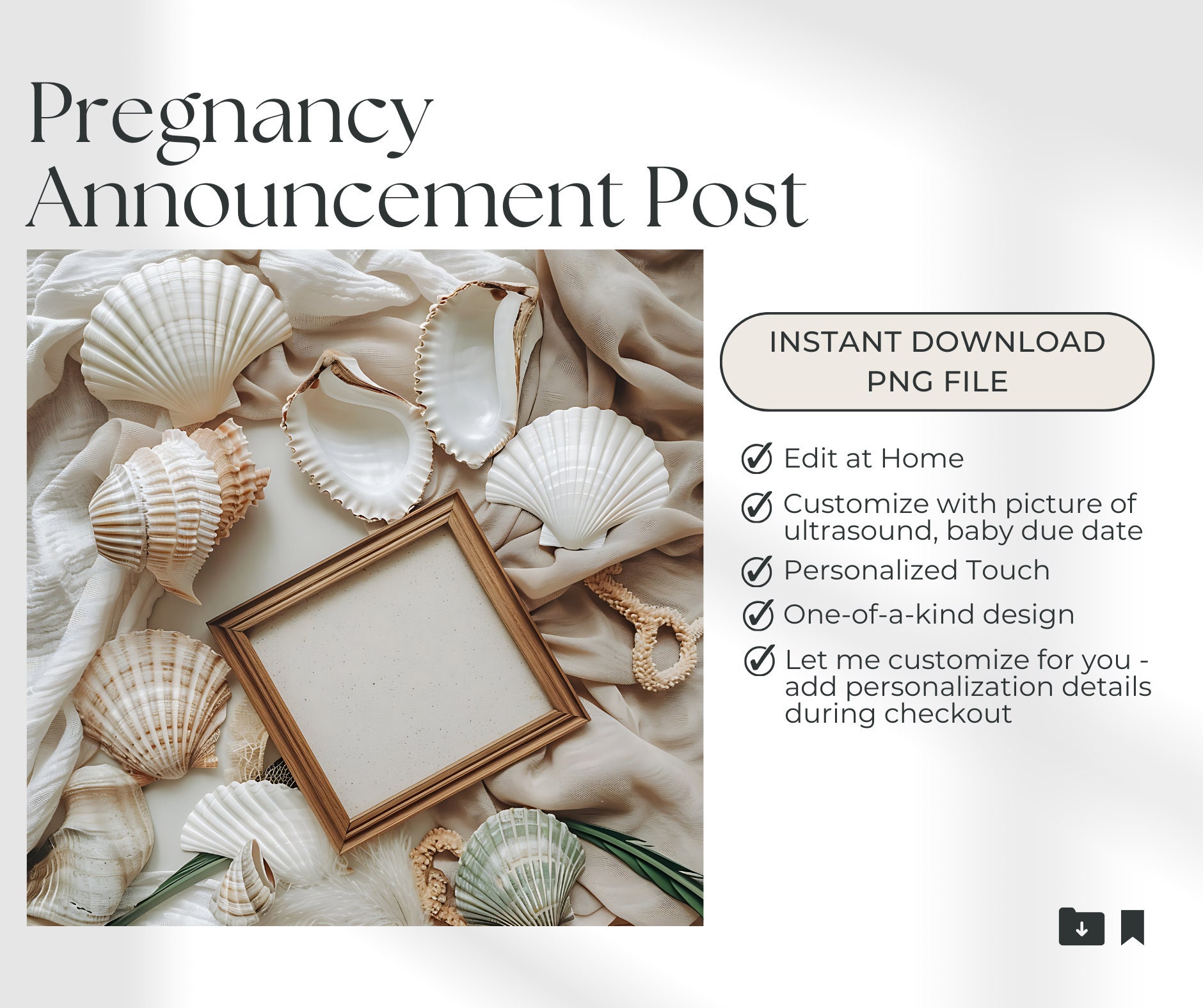 Mermaid Seashell Pregnancy Announcement: Under the Sea Baby Reveal ...