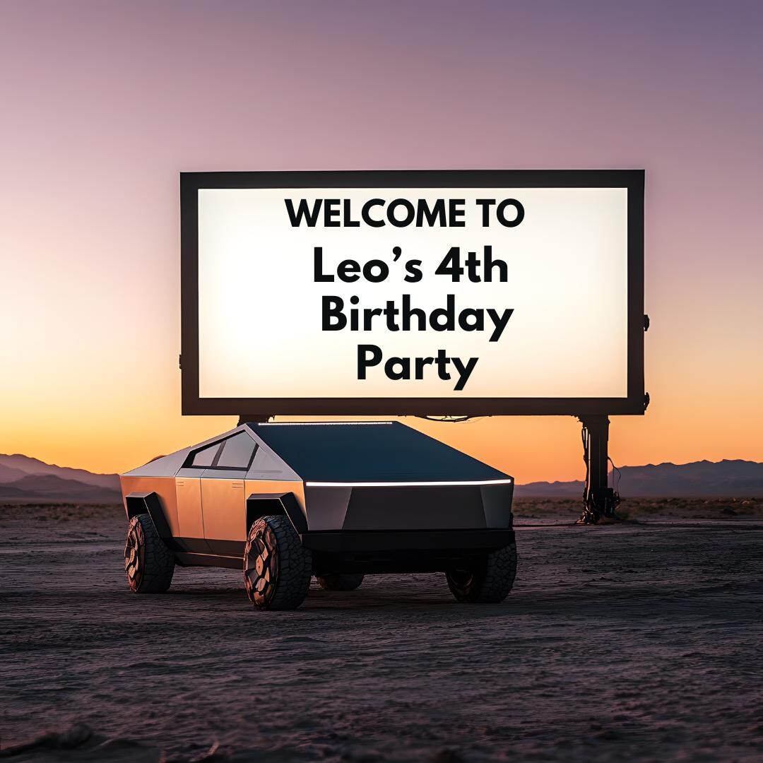 Cybertruck Birthday Welcome Sign, Boys Monster Truck Theme (digital ...