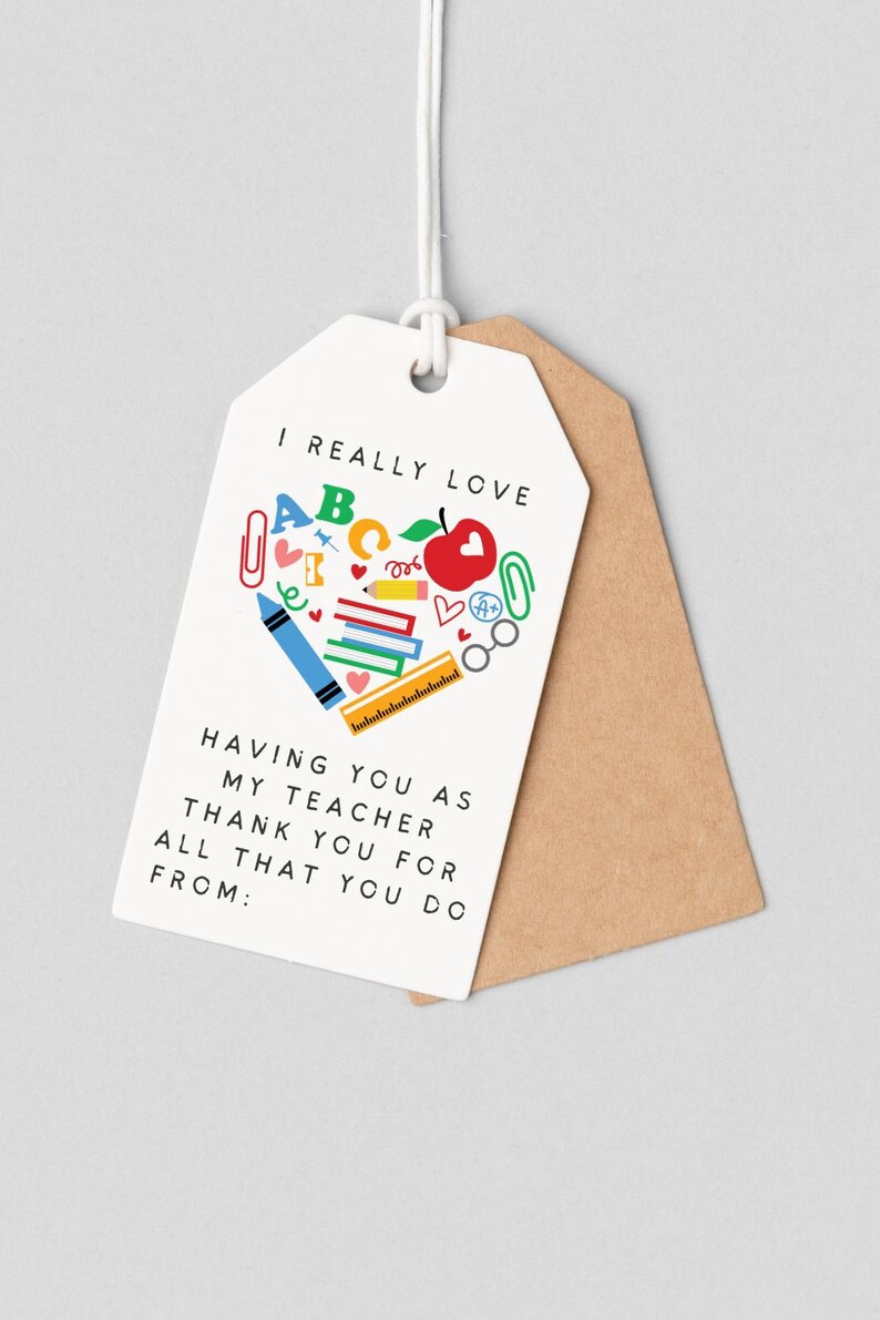 Teacher Appreciation Gift Tag: Printable Thank You Favor (digital ...
