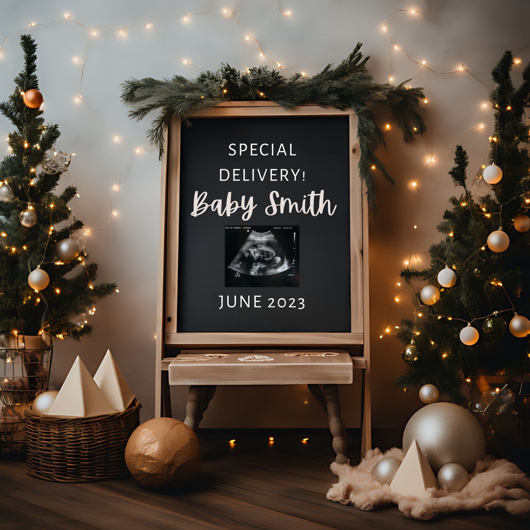 Christmas Pregnancy Announcement: Social Media Gender Reveal (digital ...