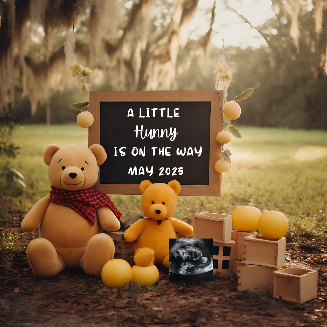 Winnie the Pooh Pregnancy Announcement: Gender Neutral, Little Hunny ...