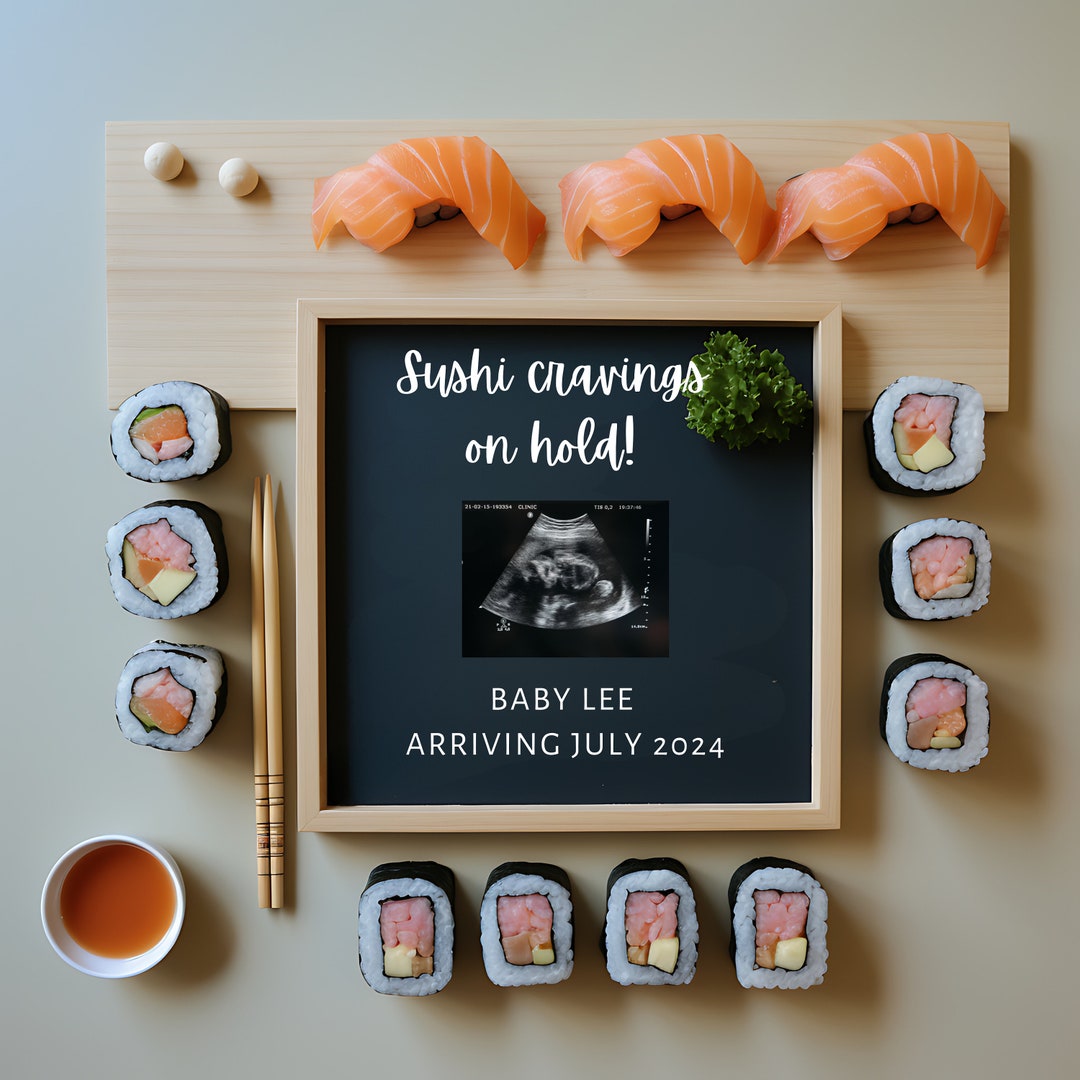Sushi Pregnancy Announcement: Editable Gender Neutral Template (digital ...