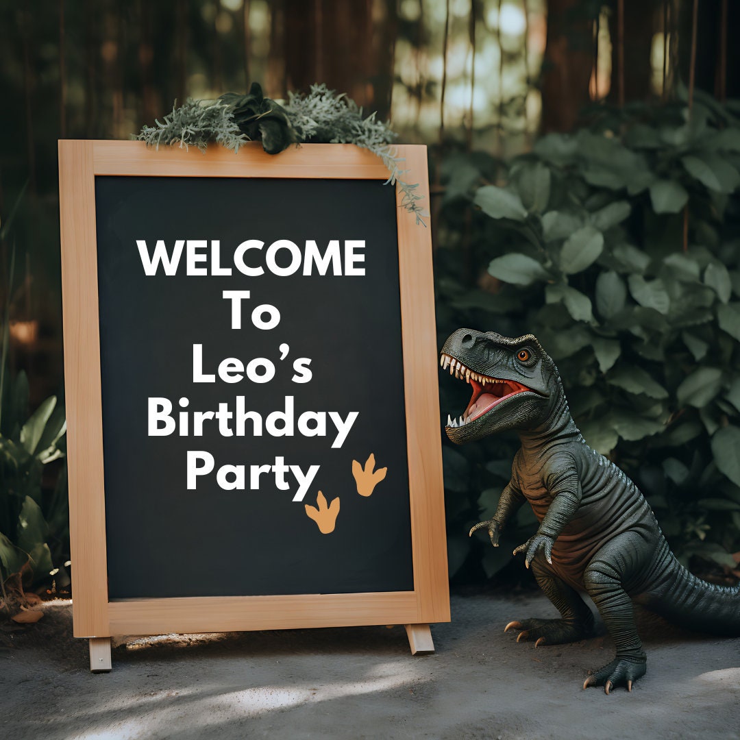 EDITABLE Dinosaur Welcome Sign, Boy First Birthday, Dino Birthday, T ...
