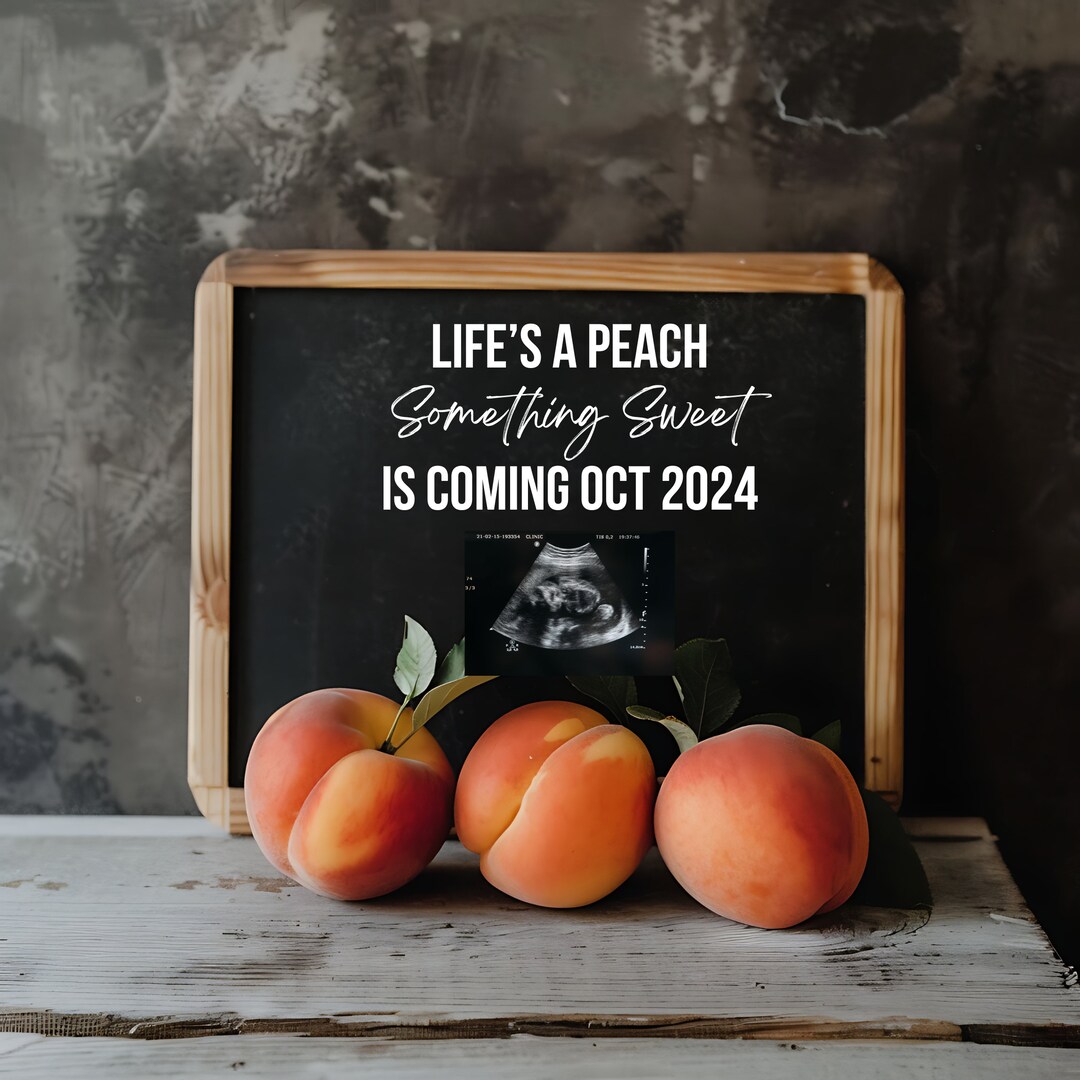 Peaches Pregnancy Announcement: Editable Social Media Reveal (digital ...