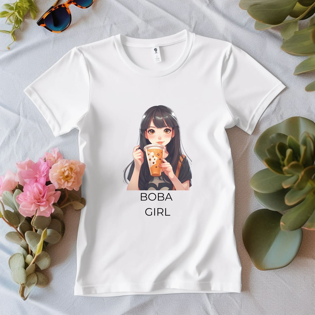 Boba Girl Japanese Kawaii Anime Tshirt, Bubble Tea Lover, Unique Gifts ...