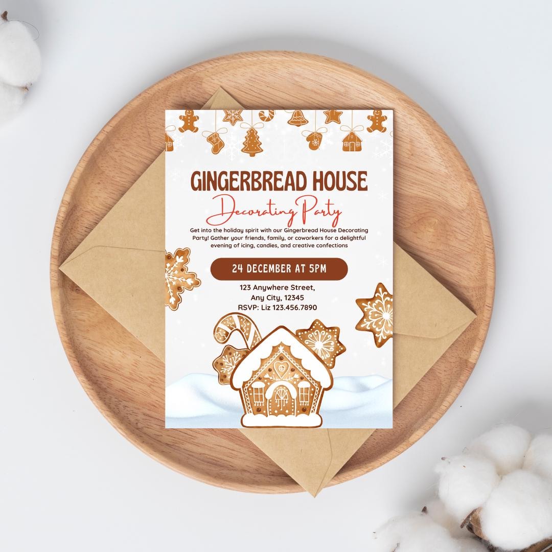 Gingerbread House Party Invitation: Editable Christmas Cookie Invite ...